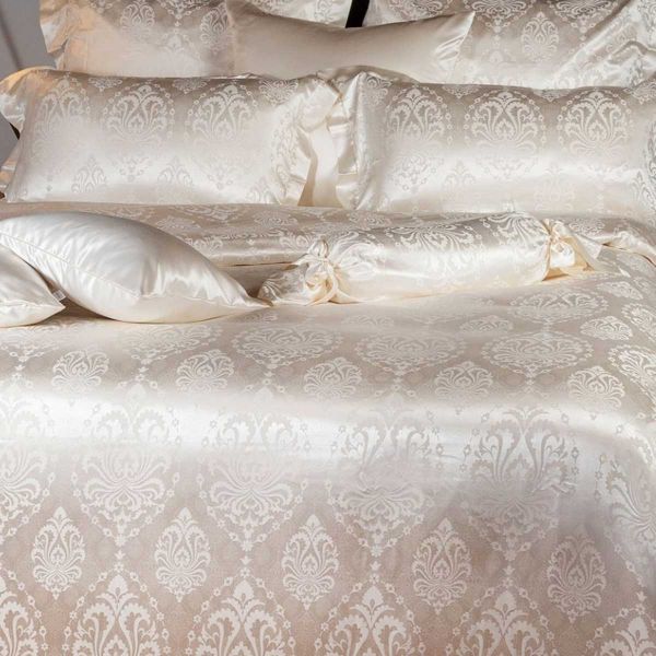 Damask Natural Tussah Silk Sheets