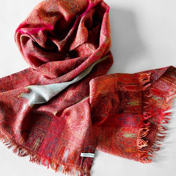Traditional Red Paisley Boiled Wool Wraps